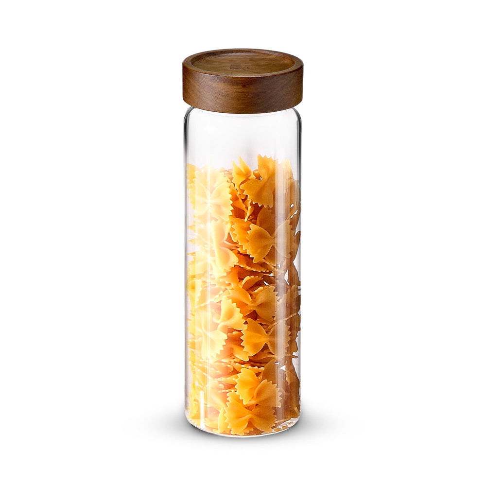 Acadia Borosilicate Glass Jar with Solid Wood Lid, Airtight Multipurpo