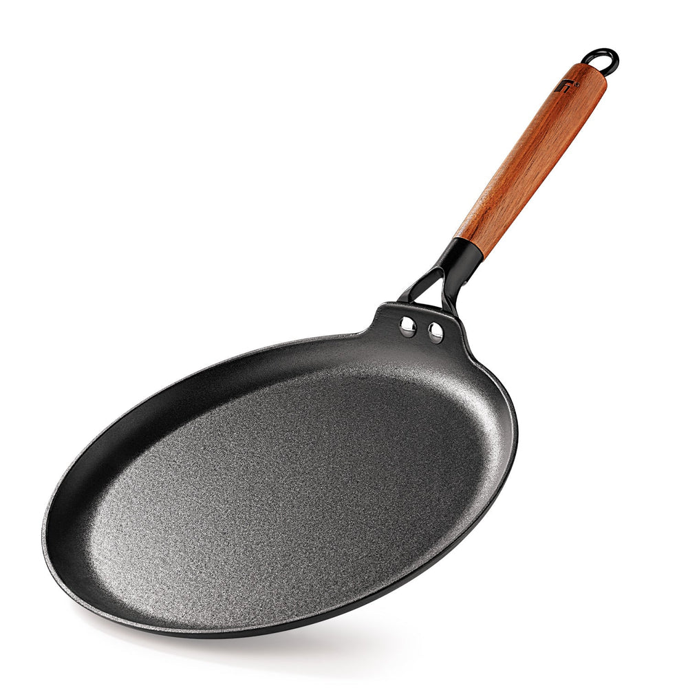 Odin Lightweight Iron Dosa Tawa with Wooden Coated Handle - Induction