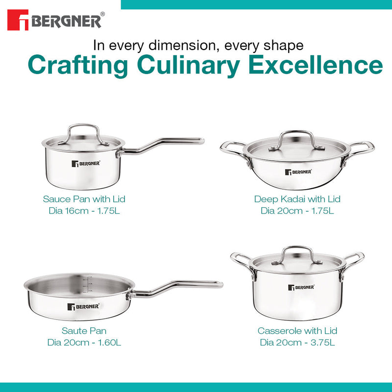 TriPro Tri-Ply Stainless Steel 7 Pcs Cookware Set