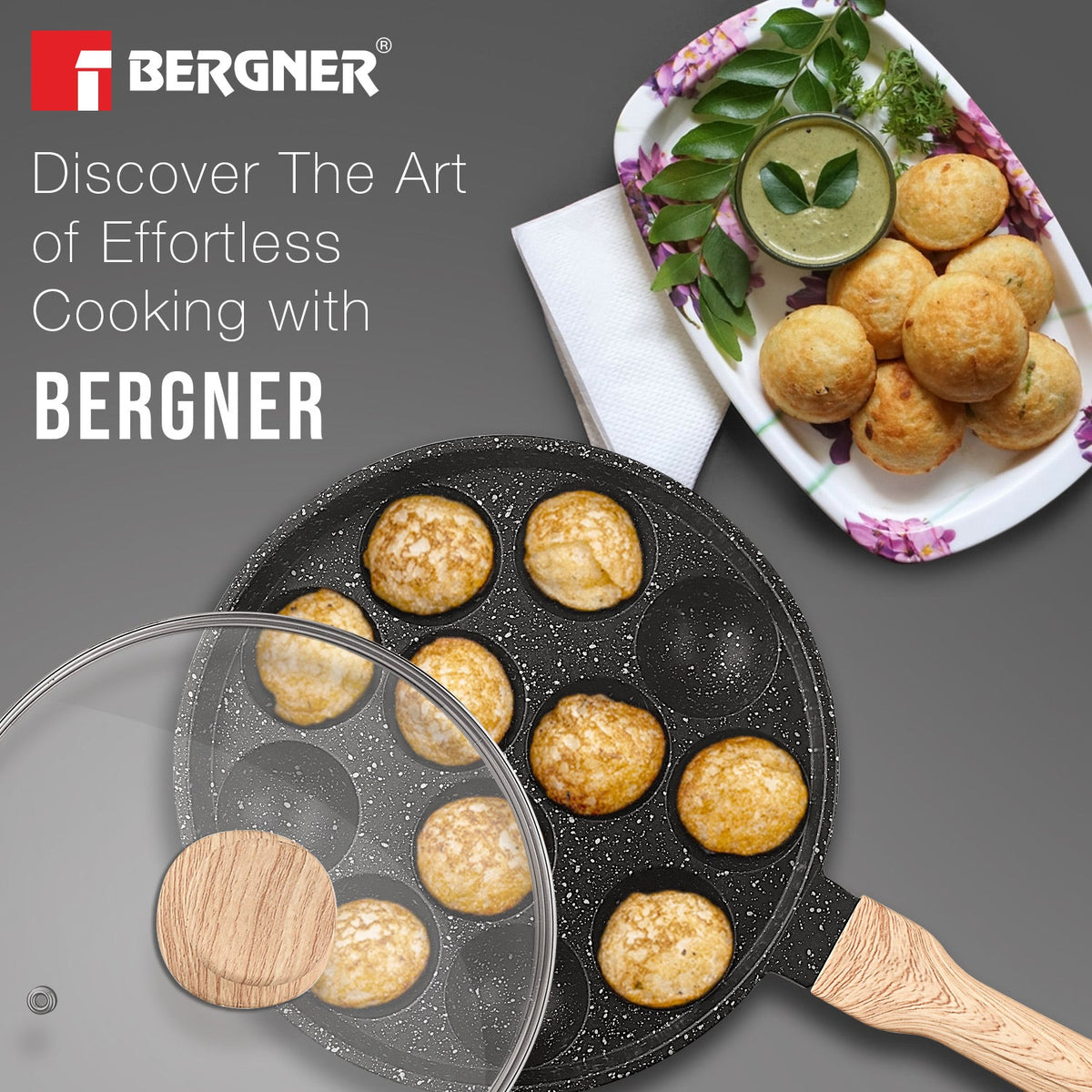 Bellini Plus Aura Non-Stick Appam Patra, Gas Stove Compatible