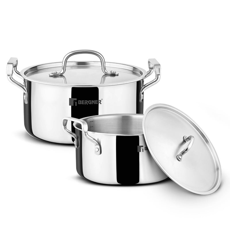 TriPro TriPly Stainless Steel Cook and Serve 2 Pcs Casseroles Combo Se