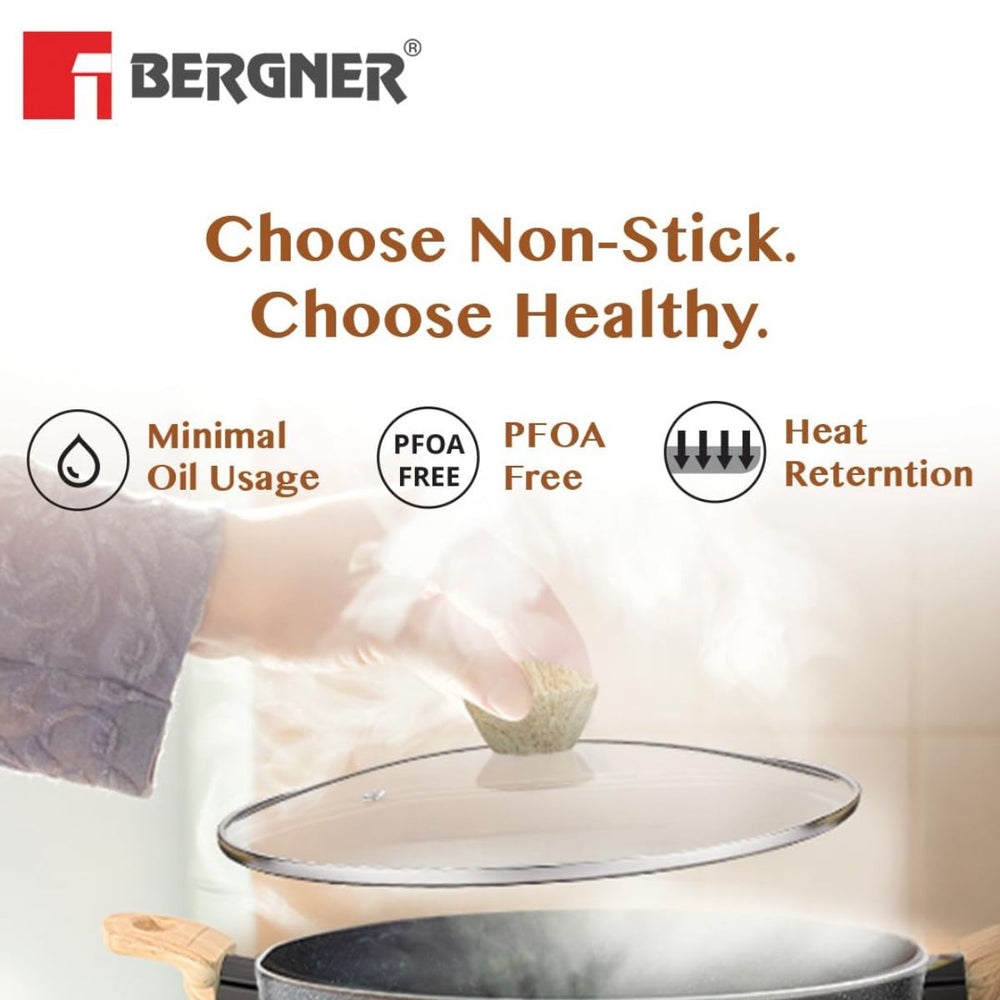 Bergner Earth Black 5 Pcs Non-Stick Cookware Set - Induction Bottom