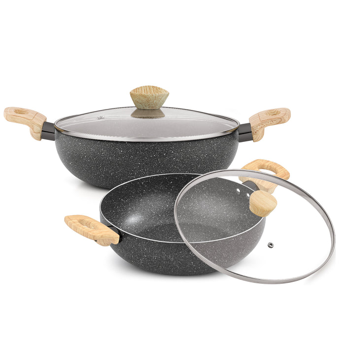 Bergner Earth Black 4 Pcs Non-Stick Cookware Set - Induction Bottom