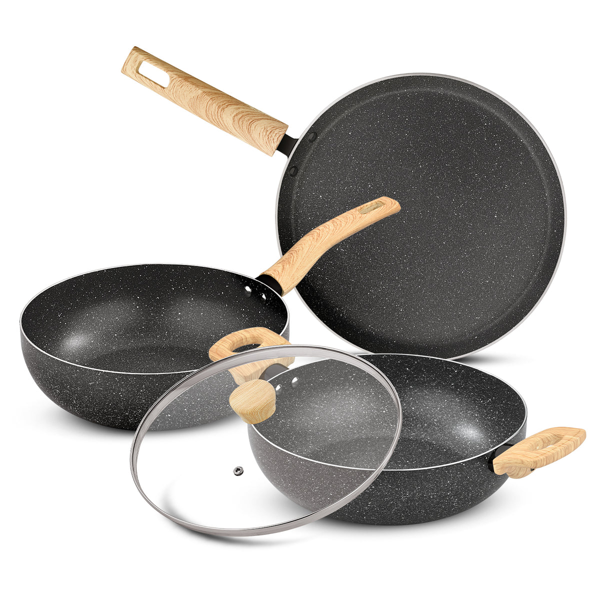 Bergner Earth Black 4 Pcs Non-Stick Cookware Set