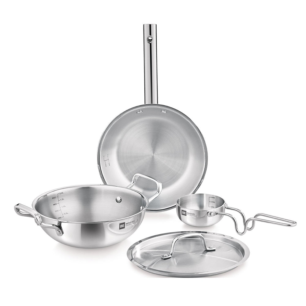 BE Essentials Tri-Ply Stainless Steel 4 Pcs Cookware Set