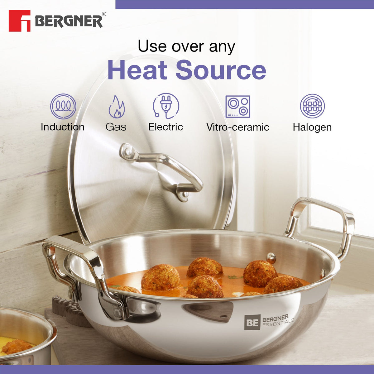 BE Essentials Tri-Ply Stainless Steel 4 Pcs Cookware Set