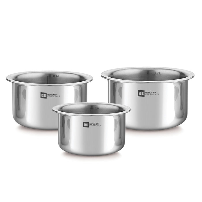 BE Essentials Tri-Ply Stainless Steel Junior Tope Set of 3 Pcs Set