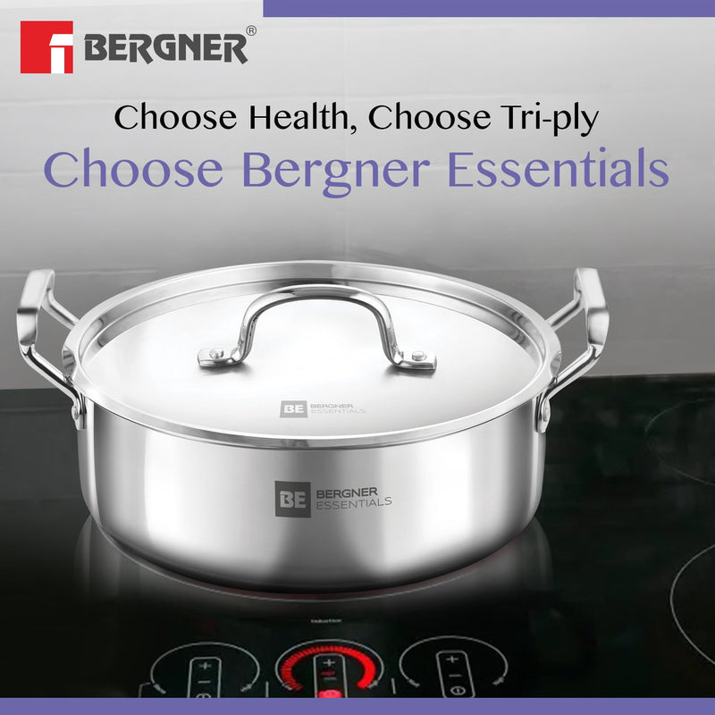 BE Essentials Tri-Ply Stainless Steel Shallow Biryani Pan