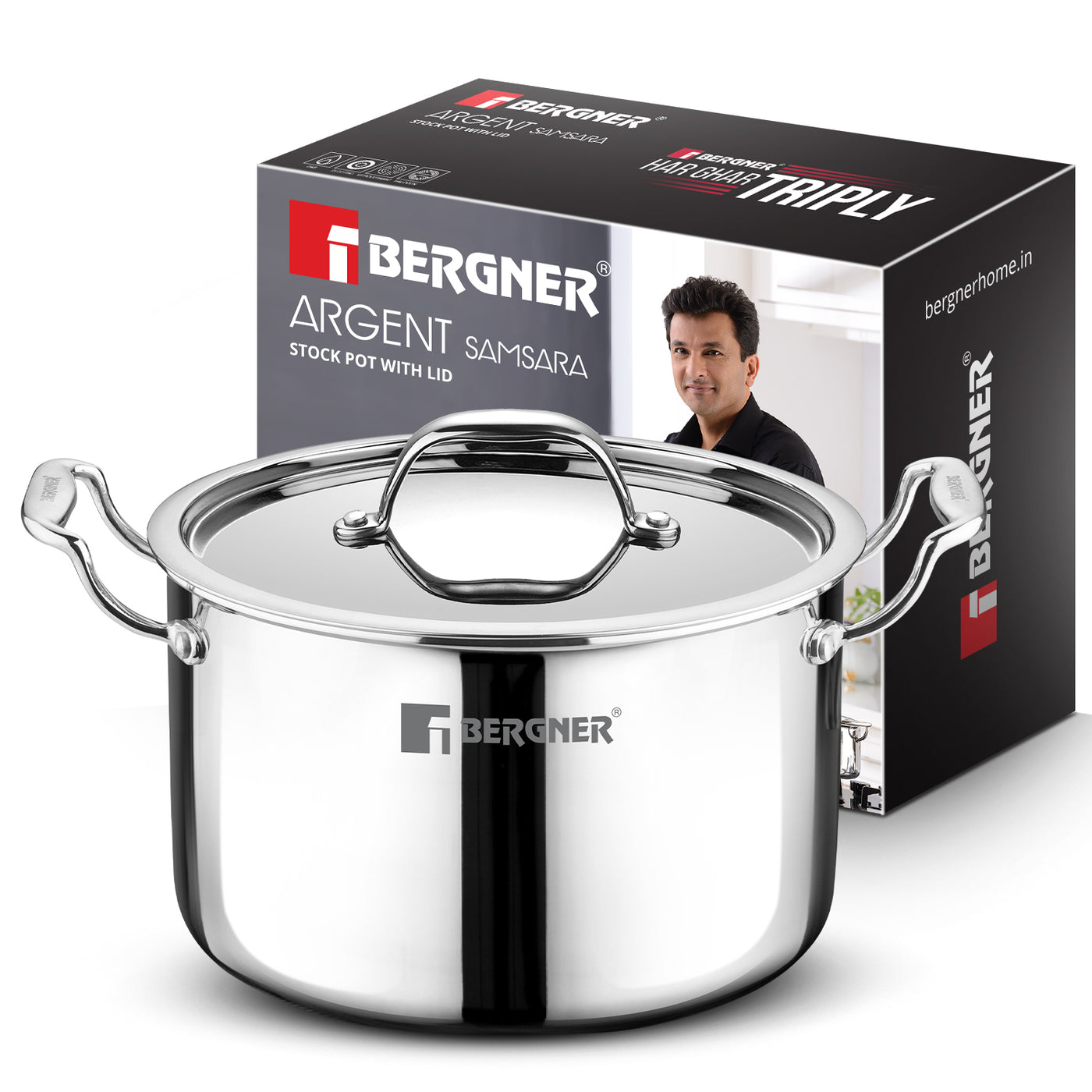 Argent Samsara Triply Stainless Steel 22cm (5L) Casserole/Stock Pot