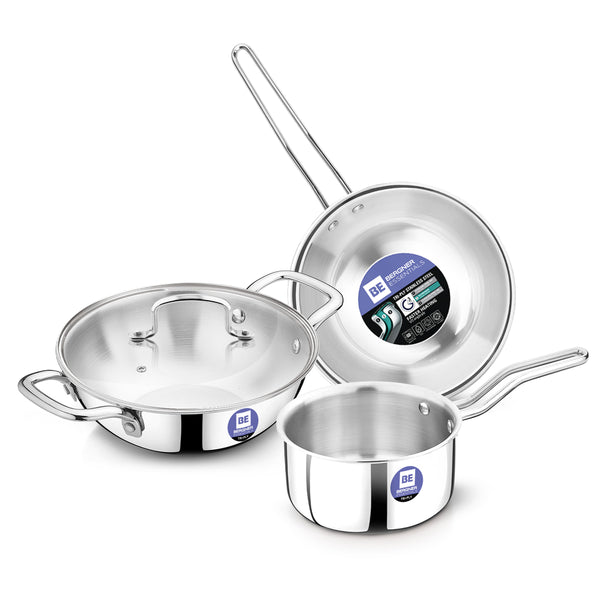 Bergner BE Essentials Triply Stainless Steel 4 Pcs Cookware Set - 22cm