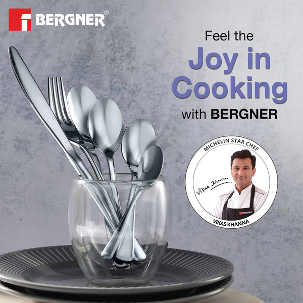 Bergner BE Essentials Baguette Stainless Steel 6 Pcs Tea Spoon Set, 14